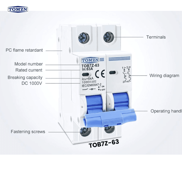 TOB7Z-63 | 2P DC 1000V Circuit Breaker - Tomzn Pakistan